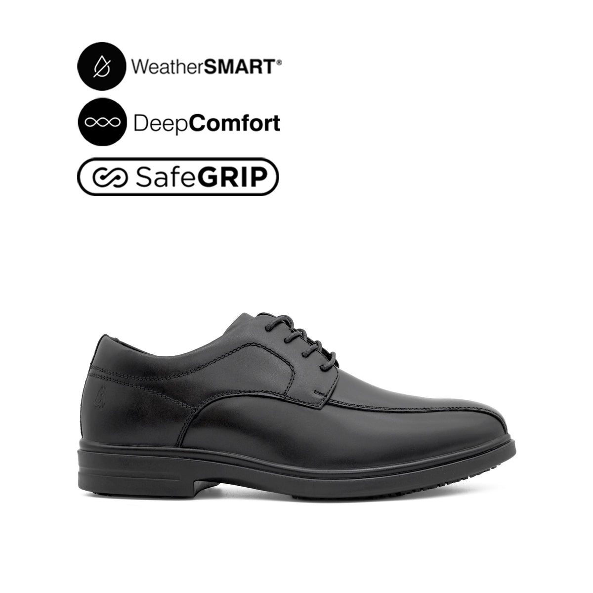 Jerry LU Bike Toe Men's Shoes -Black Leather Waterproof – Hush Puppies ...